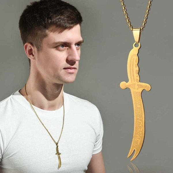 Gold Plated Arabian Machete Cool Men's Islamic Necklace – peoplejewl